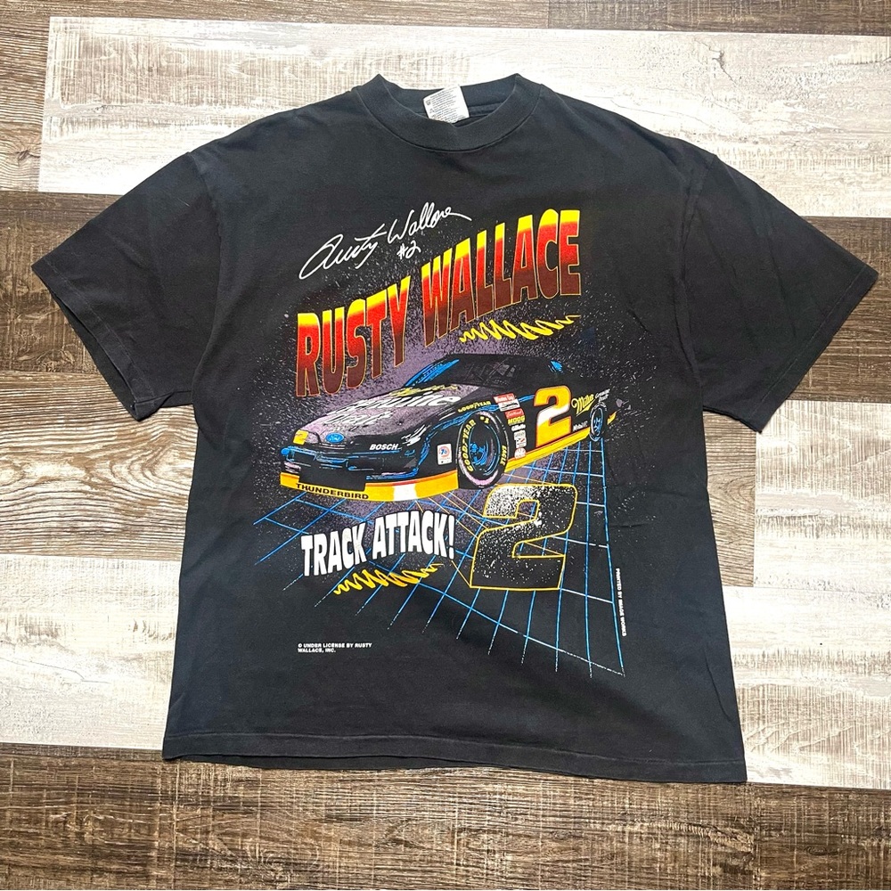 Vintage 1996 Rusty Wallace Track Attack Shirt Large N… - Gem
